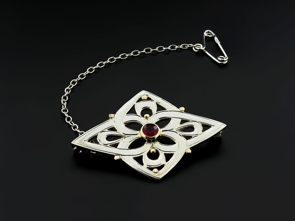 Bespoke-silver-ruby-brooch - TheJewelleryWorkshop