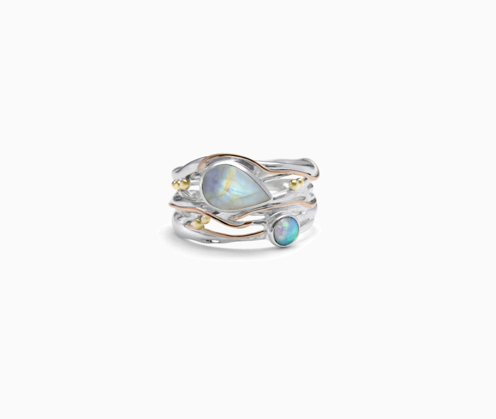 Silver Moonstone & Opalite Ring - TheJewelleryWorkshop