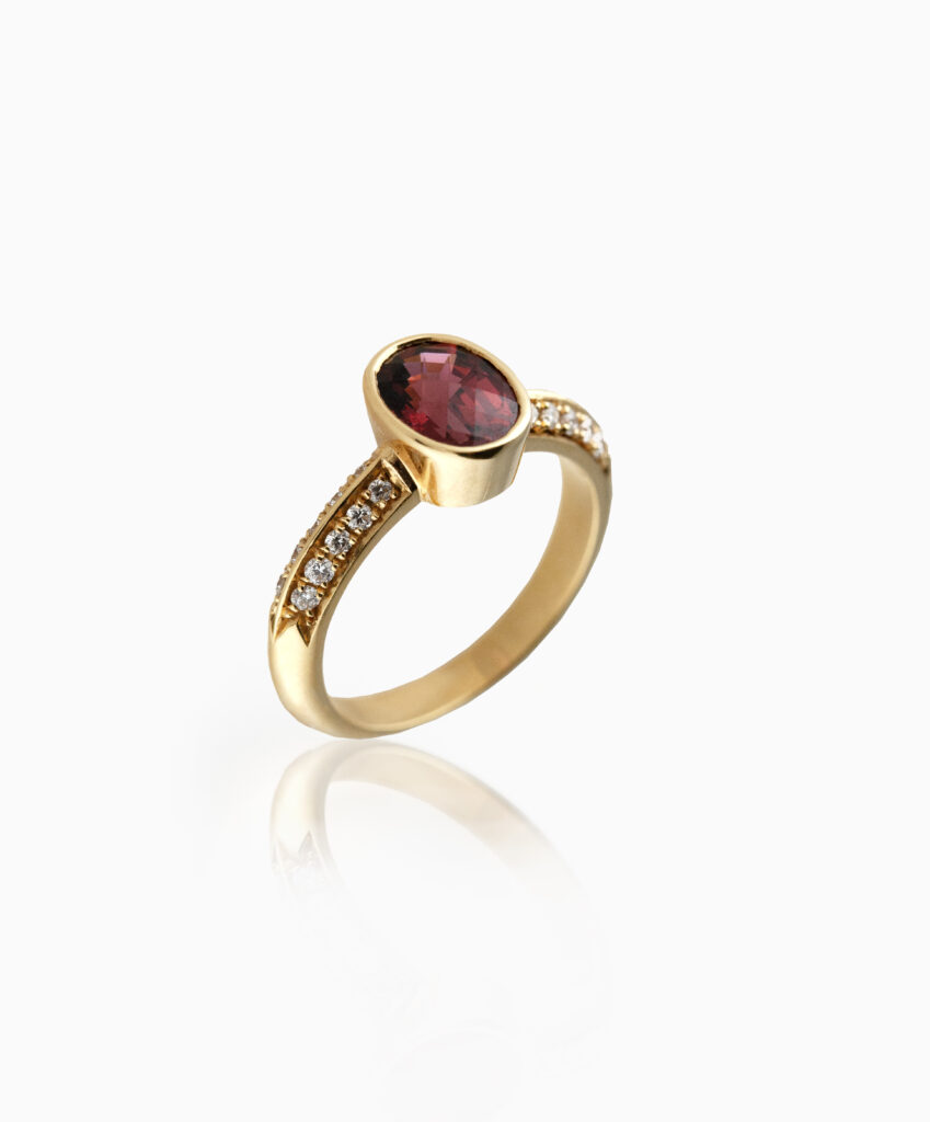 Garnet Twin Row Diamond Roma Ring - TheJewelleryWorkshop